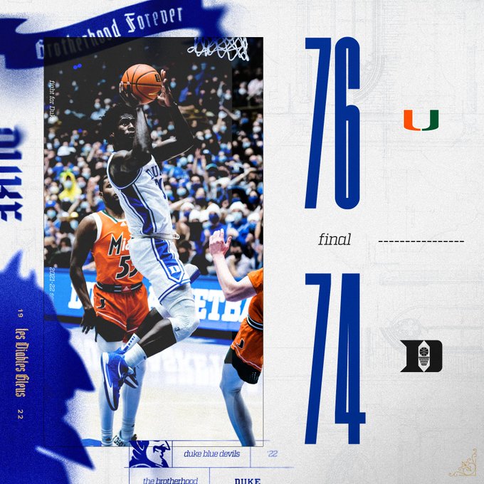 Troppe palle perse, Duke cade contro Miami(FL) nonostante i 20 di Paolo ... Troppe palle perse, Duke cade contro Miami(FL) nonostante i 20 di Paolo ...